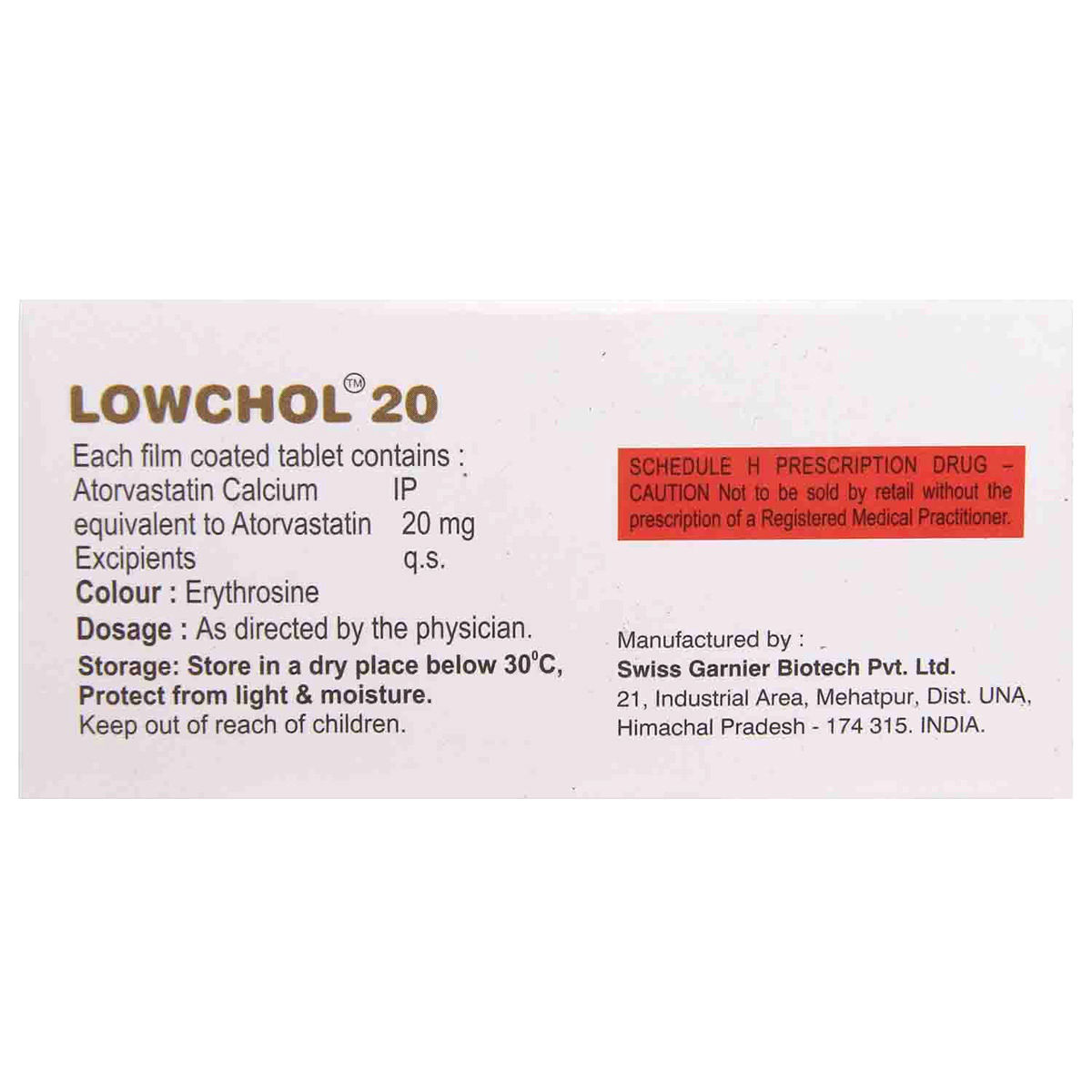 Lowchol 20 Tablet 10's Price, Uses, Side Effects, Composition - Apollo ...