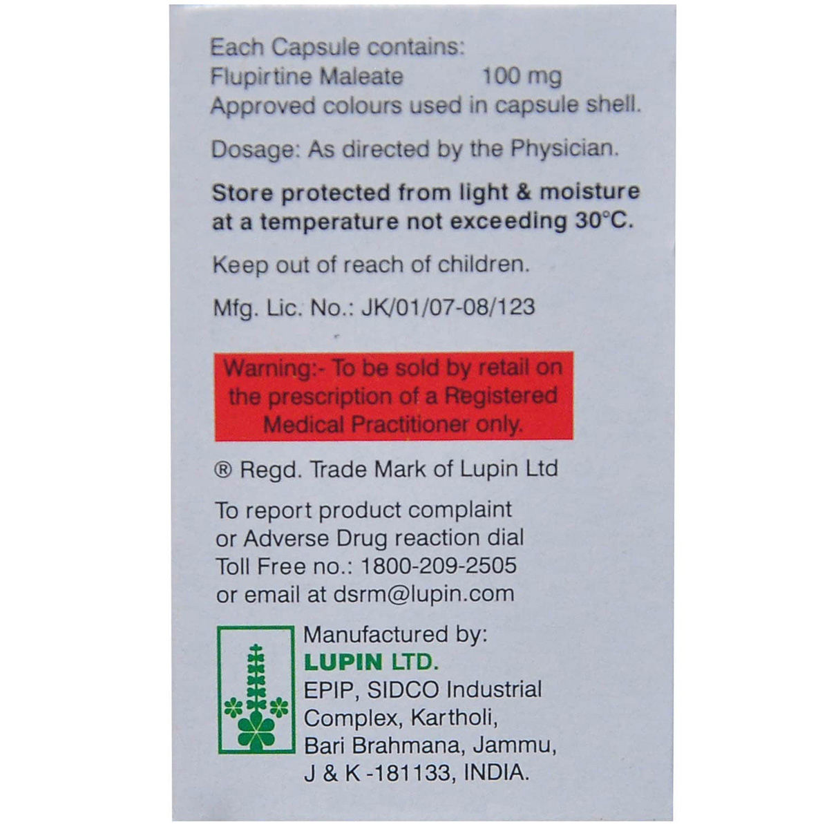 Lupirtin Capsule 10's Price, Uses, Side Effects, Composition - Apollo ...