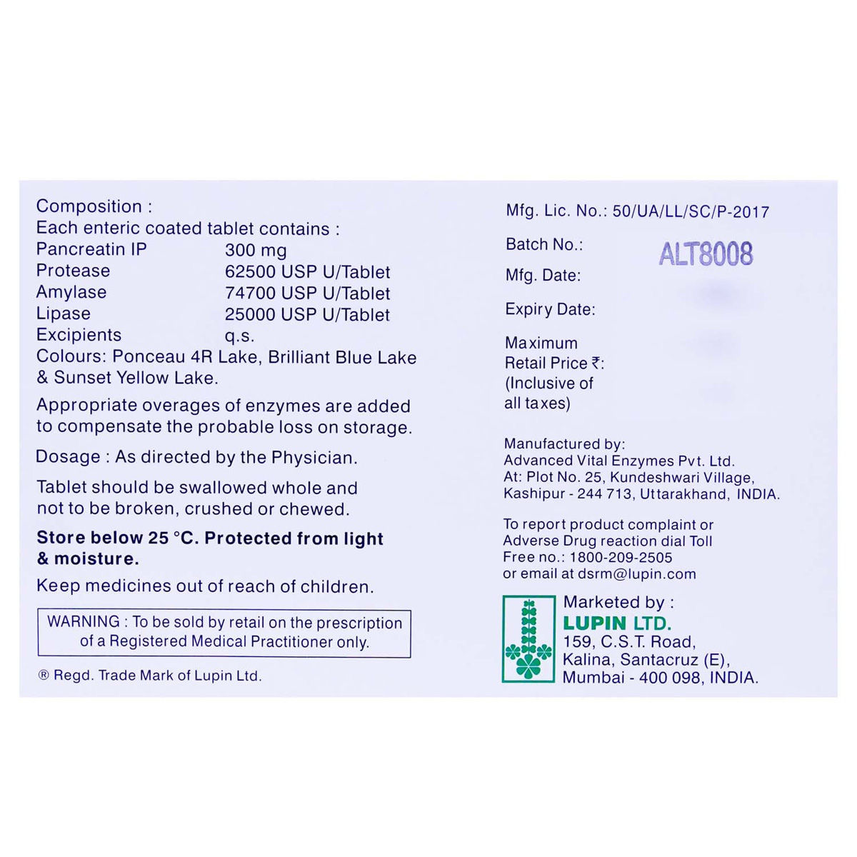 Lupase 25000 Tablet | Uses, Side Effects, Price | Apollo Pharmacy