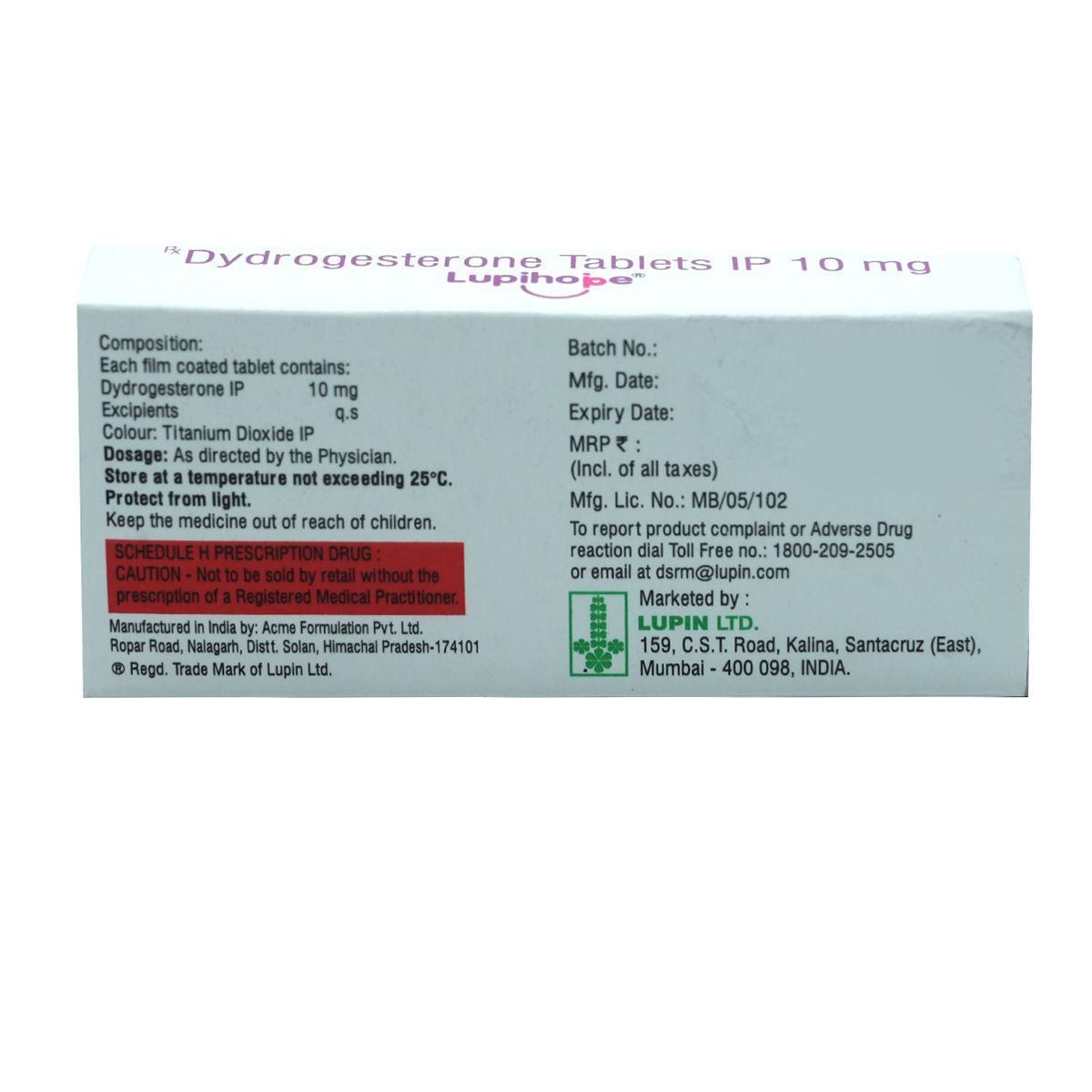 Lupihope 10 mg Tablet 10's Price, Uses, Side Effects, Composition ...