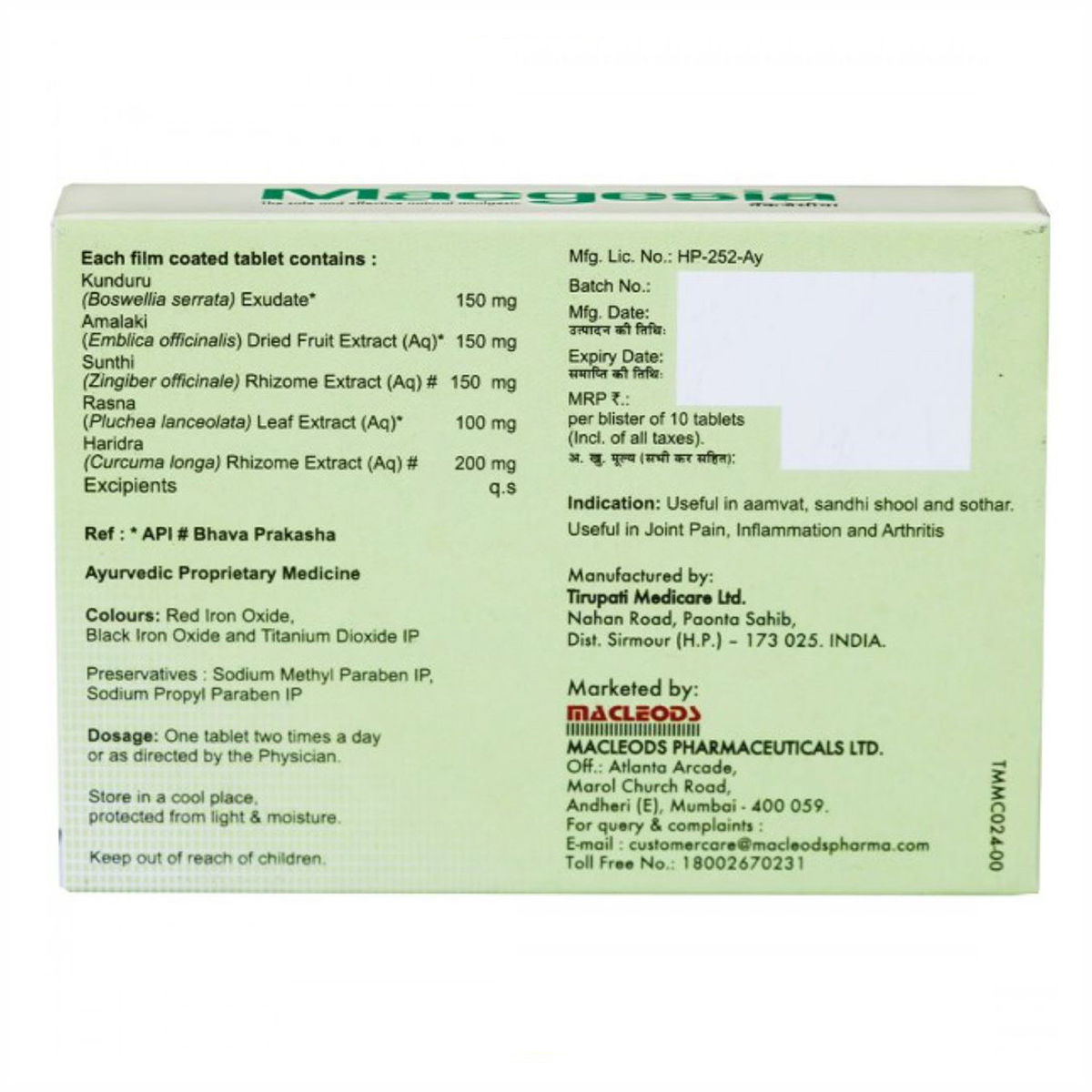 Macgesia Tablet 10's Price, Uses, Side Effects, Composition - Apollo ...