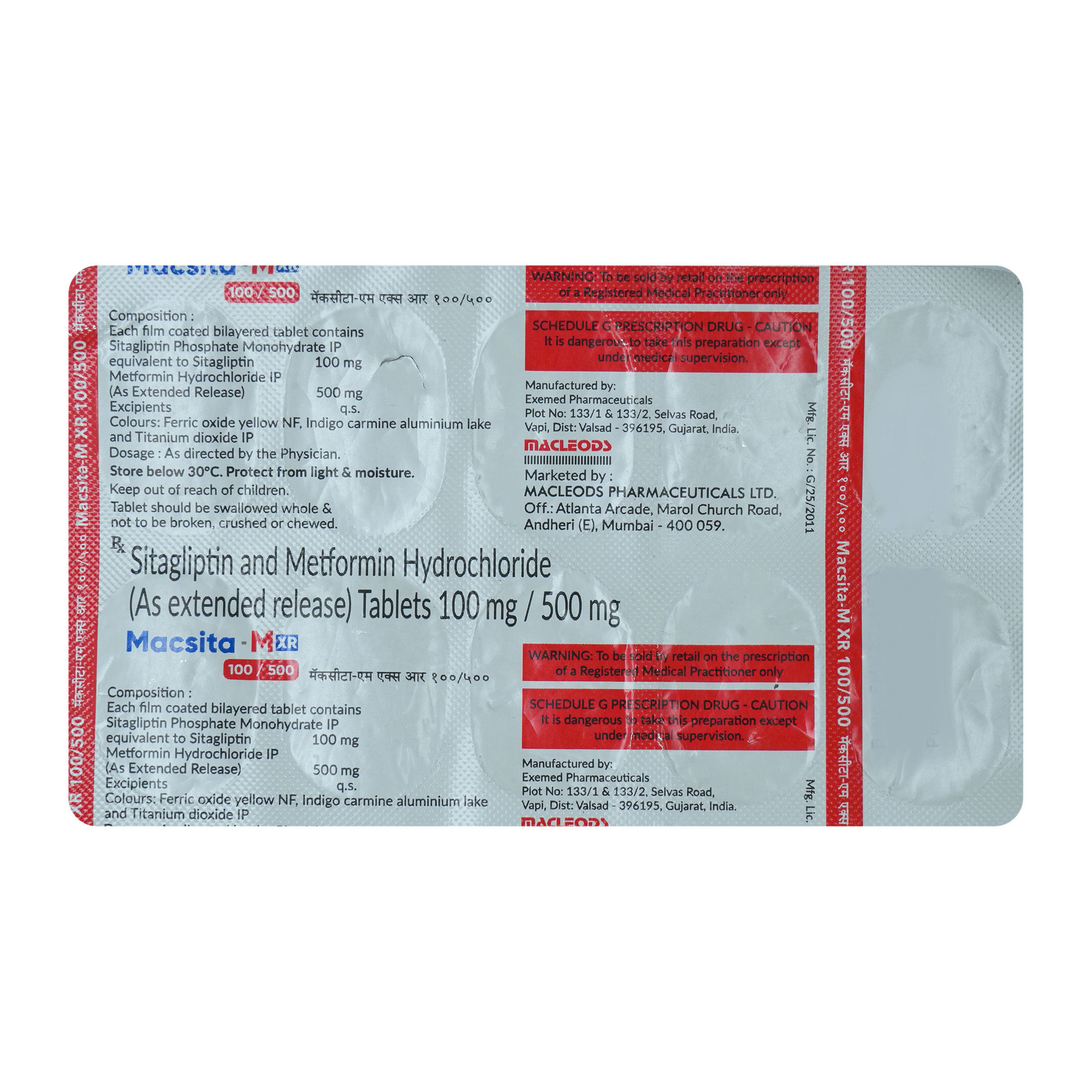 Macsita M XR 100/500 mg Tablet 10's Price, Uses, Side Effects ...
