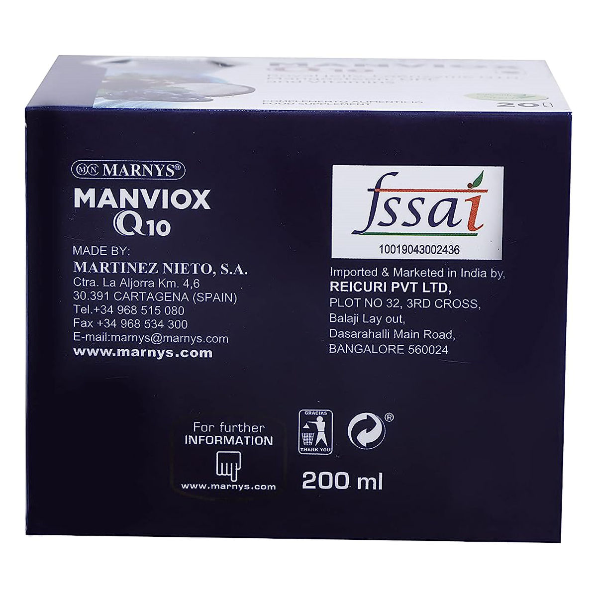 Marnys Manviox Q10 Vial (10ml Each) 20's Price, Uses, Side Effects ...