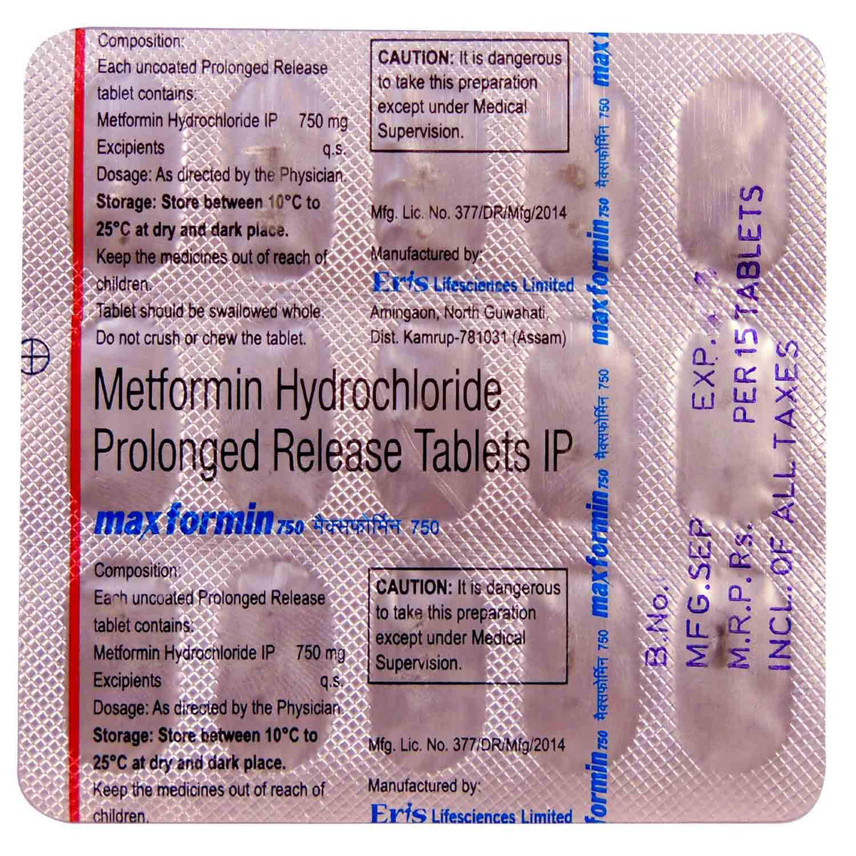 Maxformin 750 Tablet 15's Price, Uses, Side Effects, Composition ...