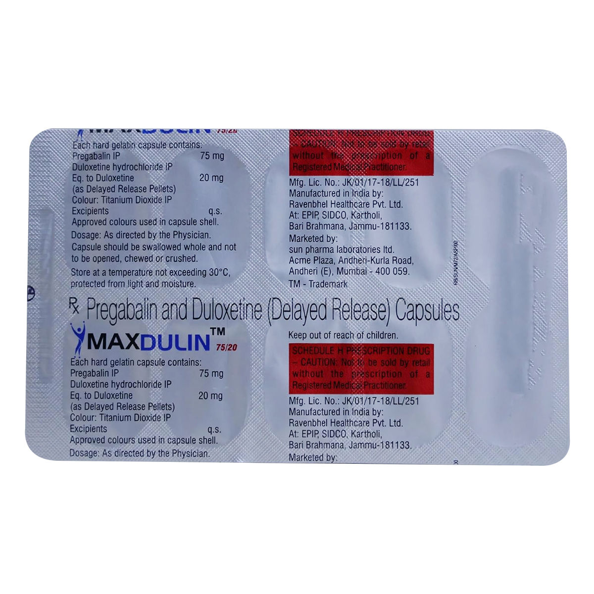 Maxdulin 75 mg/20 mg Capsule | Uses, Side Effects, Price | Apollo Pharmacy
