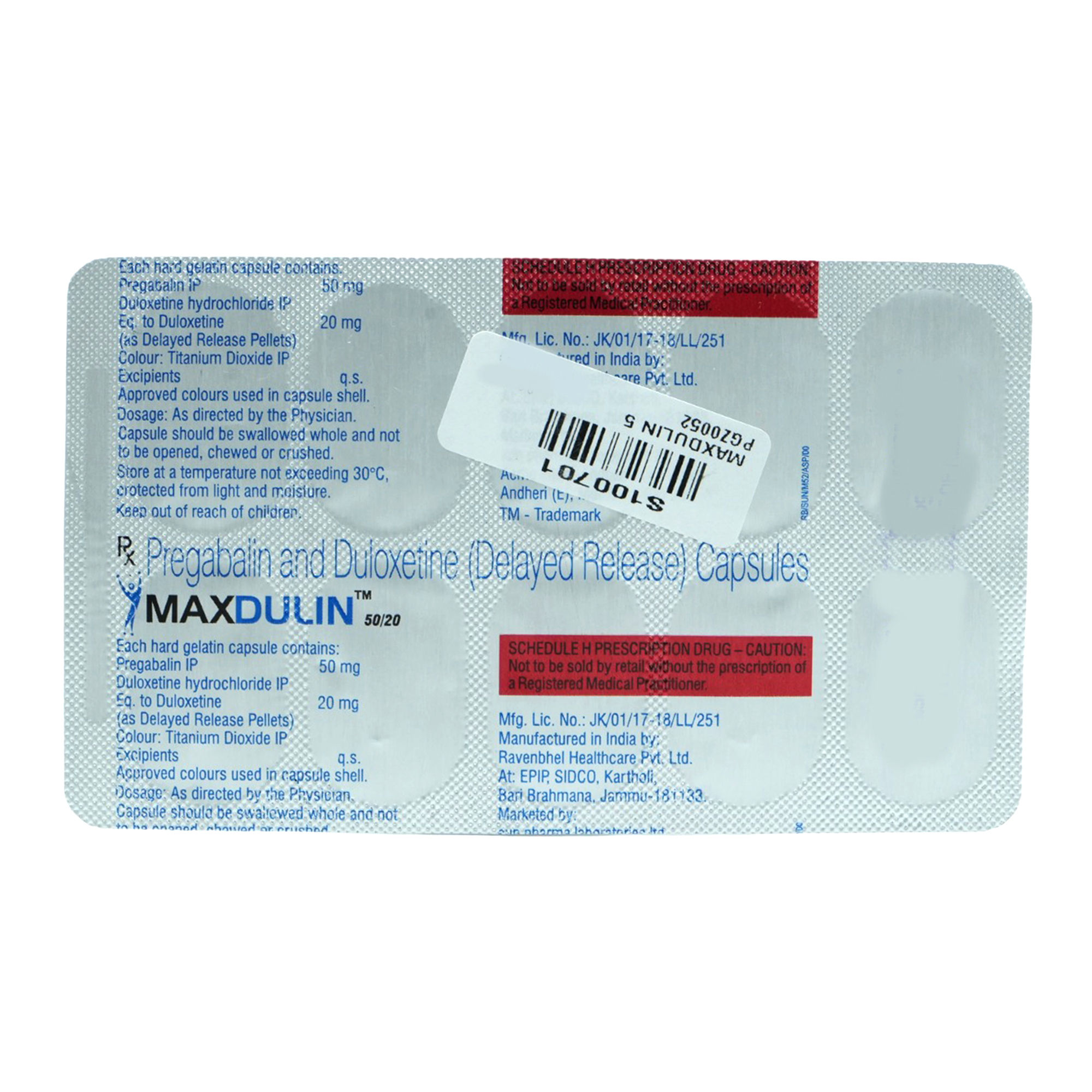 Maxdulin 50 mg/20 mg Capsule | Uses, Side Effects, Price | Apollo Pharmacy
