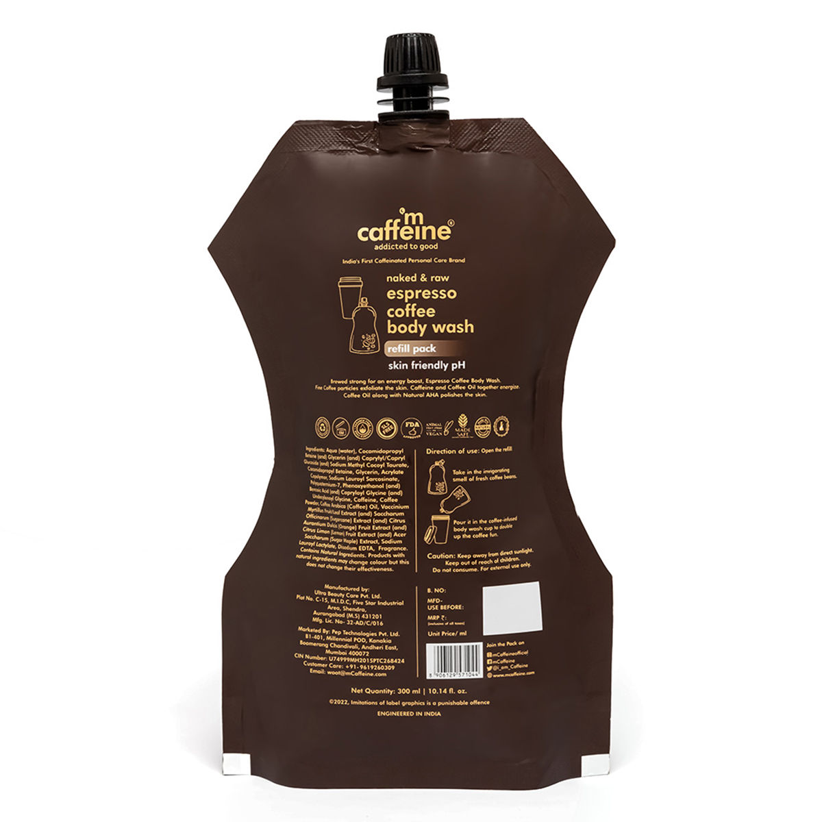 Mcaffeine Espresso Coffee Body Wash, 300 ml Refill Pack Price, Uses ...