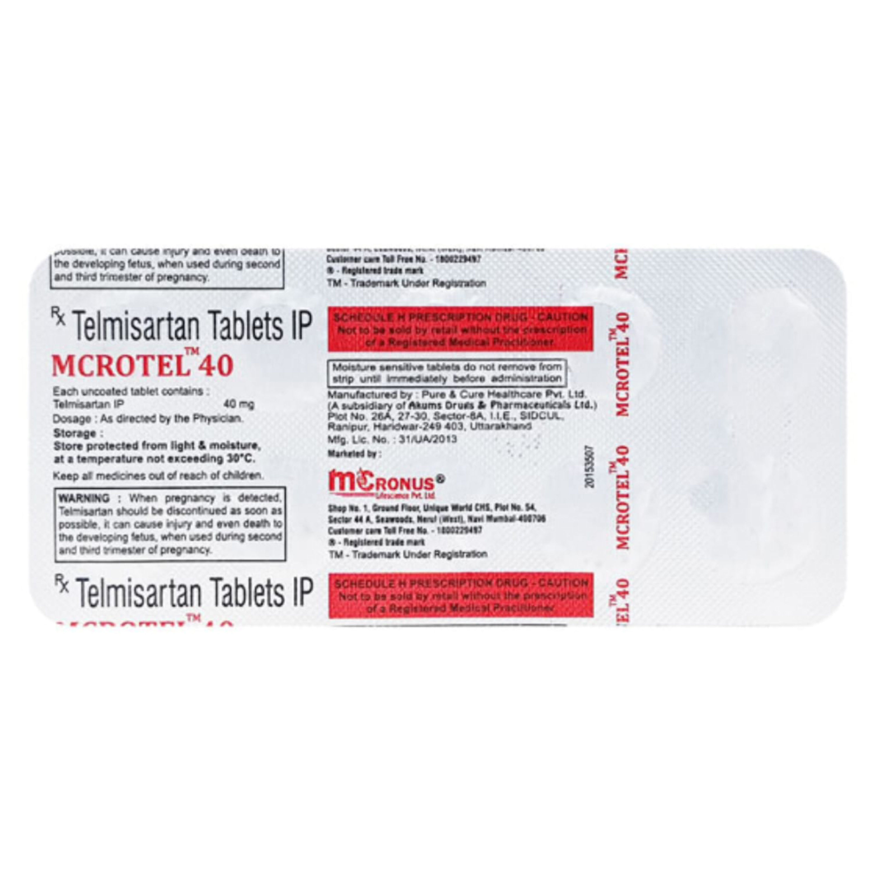 Mcrotel 40 Tablet | Uses, Side Effects, Price | Apollo Pharmacy