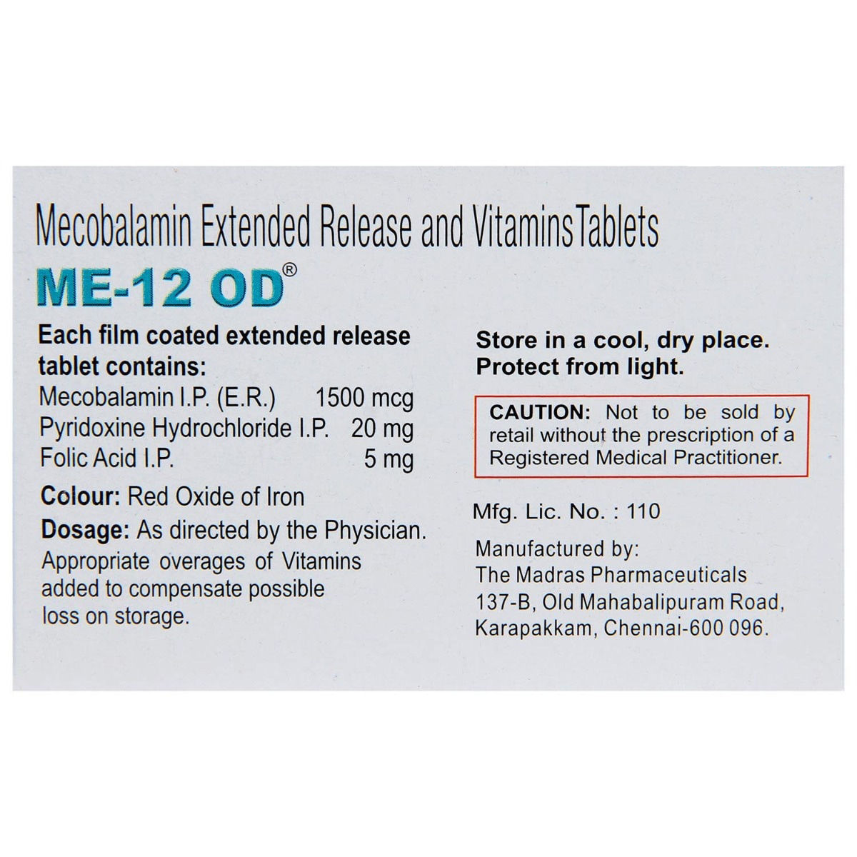 ME-12 OD Tablet 15's Price, Uses, Side Effects, Composition - Apollo ...