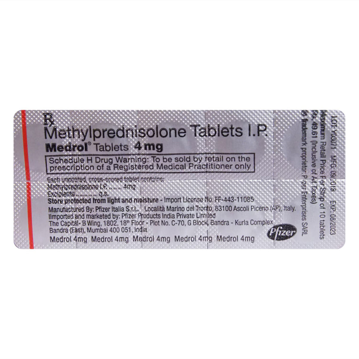 Medrol 4 mg Tablet | Uses, Side Effects, Price | Apollo Pharmacy