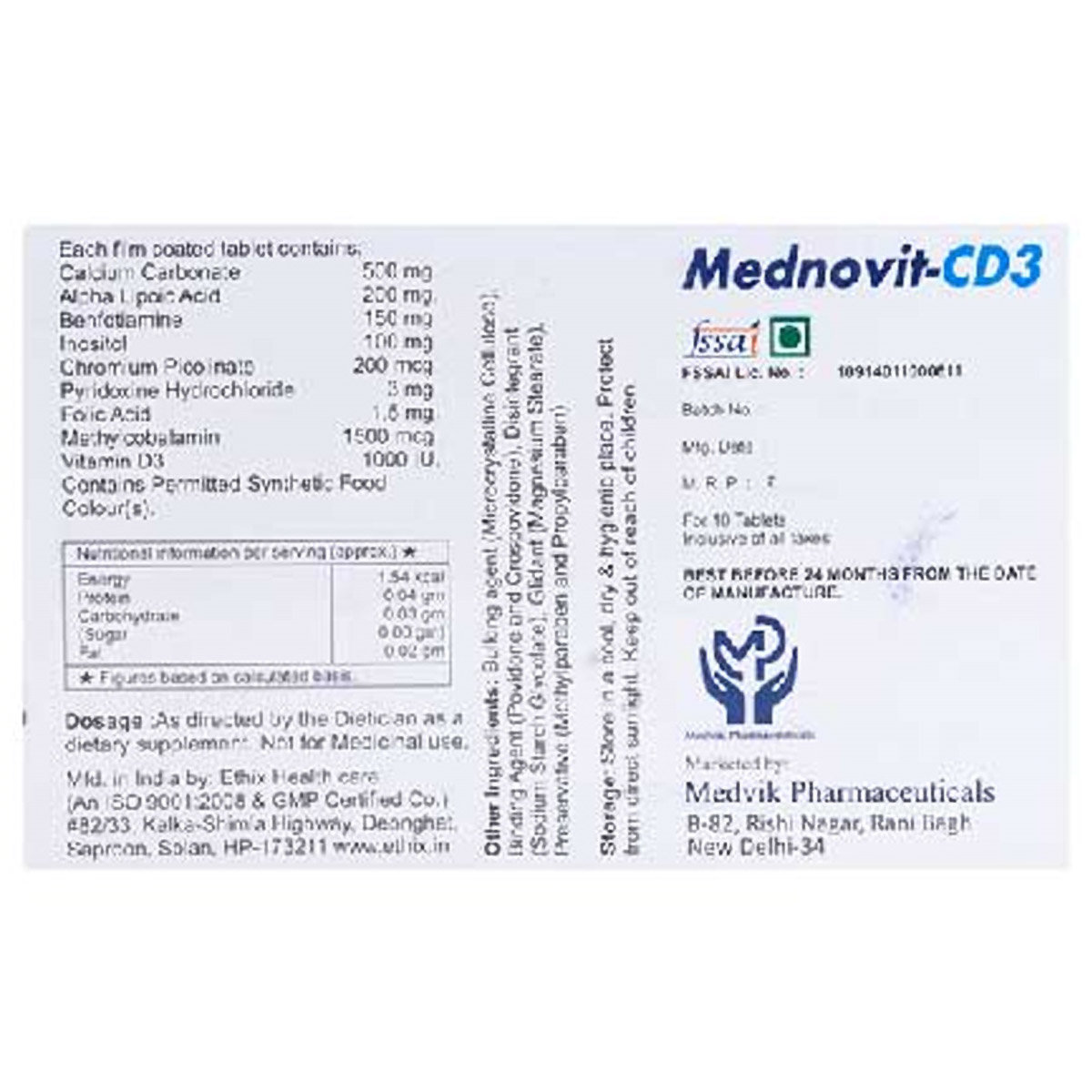 Mednovit-Cd3 Tablet | Uses, Side Effects, Price | Apollo Pharmacy