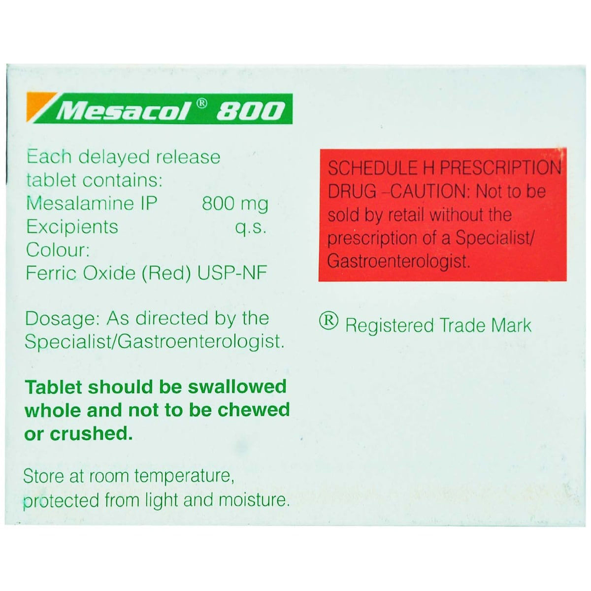 Mesacol 800 Tablet | Uses, Side Effects, Price | Apollo Pharmacy