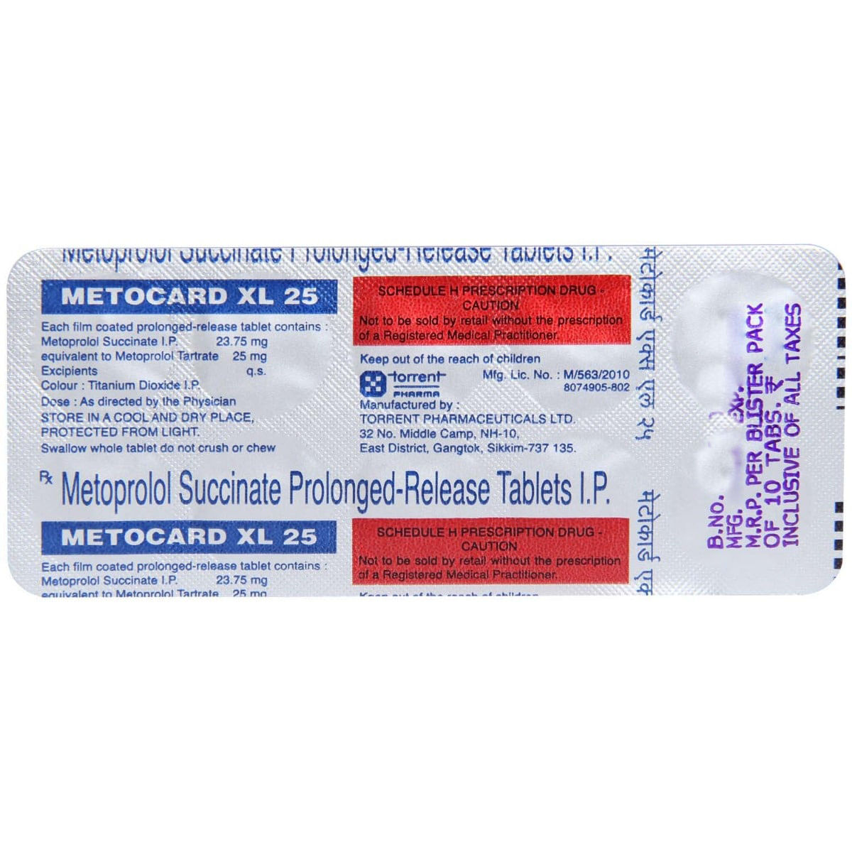 Metocard XL 25 Tablet 10's Price, Uses, Side Effects, Composition - Apollo Pharmacy