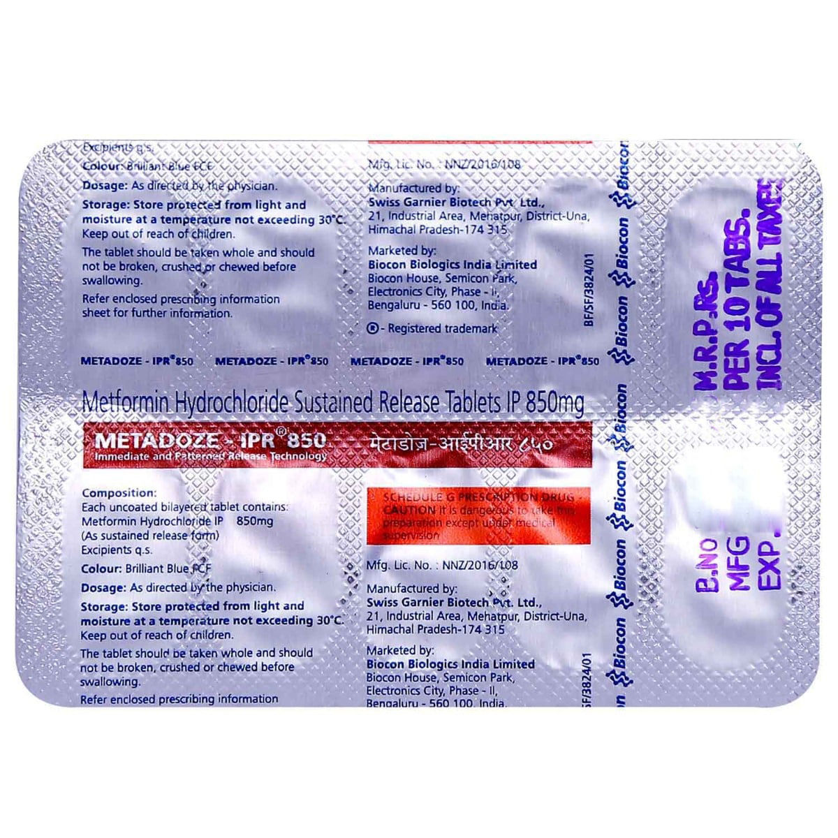 Metadoze-IPR 850 Tablet | Uses, Side Effects, Price | Apollo Pharmacy
