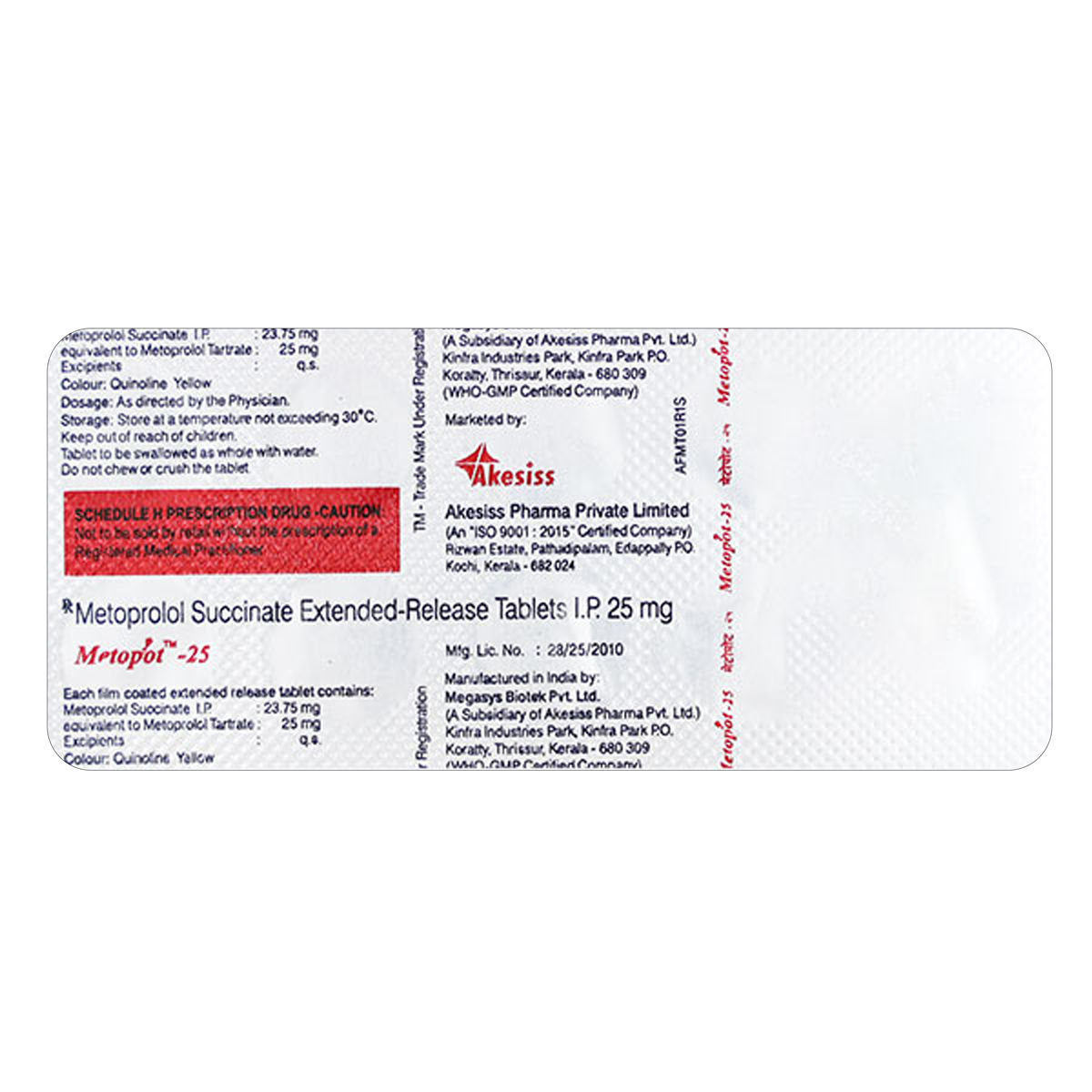 Metopot 25Mg Tab | Uses, Side Effects, Price | Apollo Pharmacy