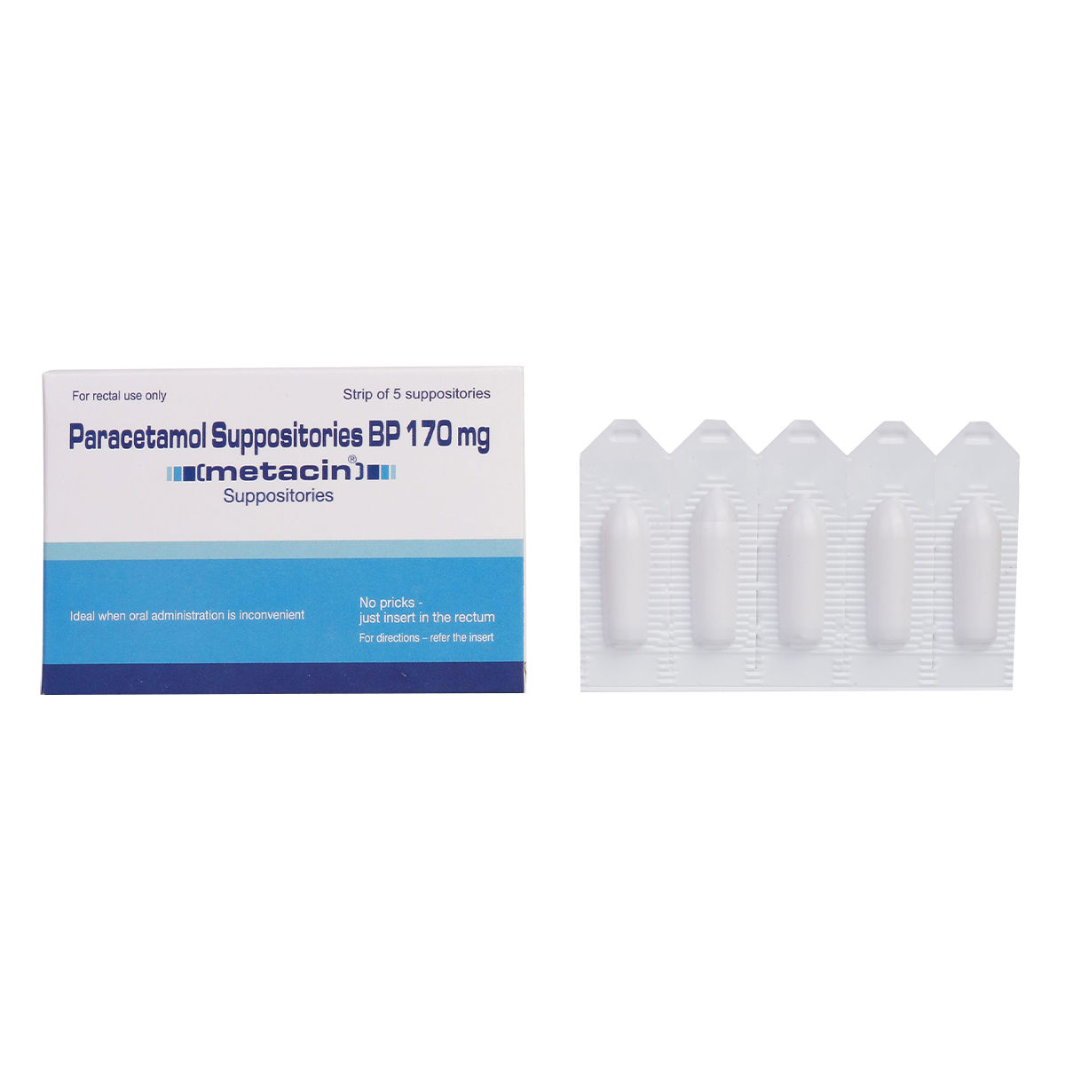 Metacin 170 mg Suppositories 5's Price, Uses, Side Effects, Composition ...