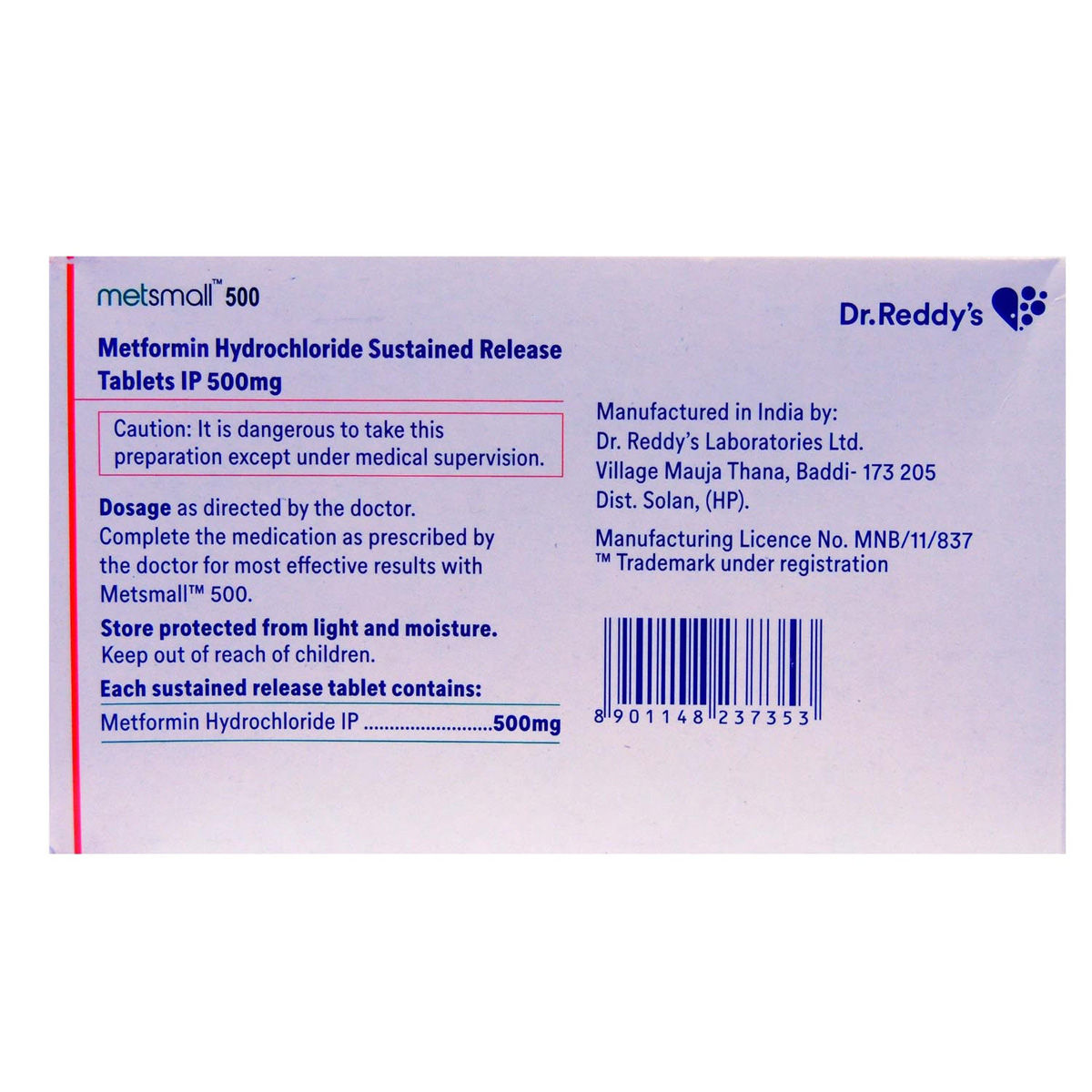 Metsmall 500 Tablet 28's Price, Uses, Side Effects, Composition ...