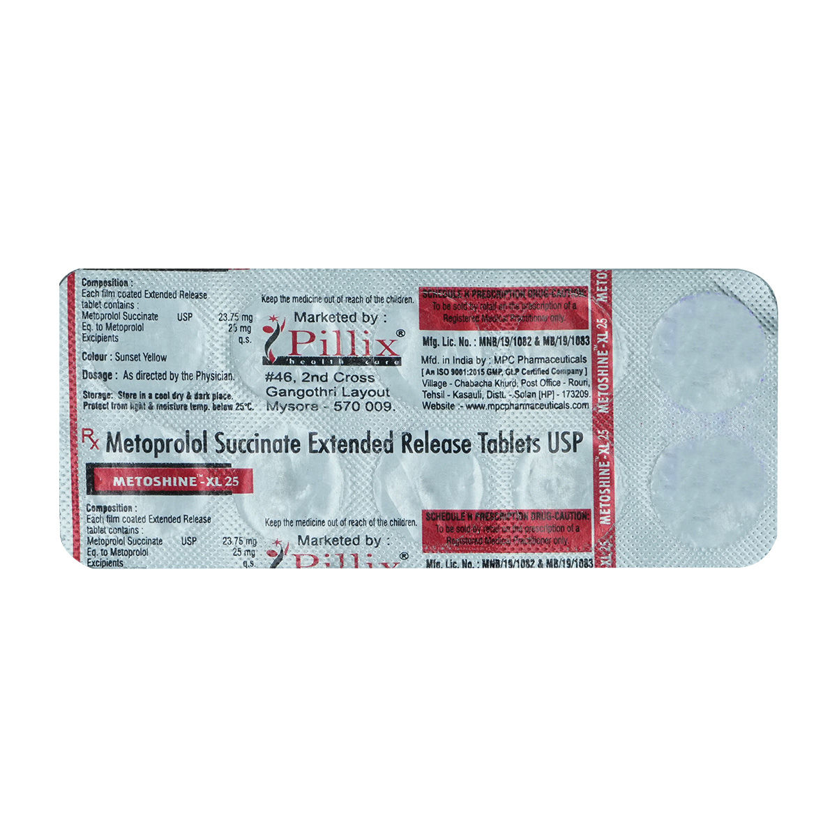 Metoshine Xl 25mg Tablet | Uses, Side Effects, Price | Apollo Pharmacy