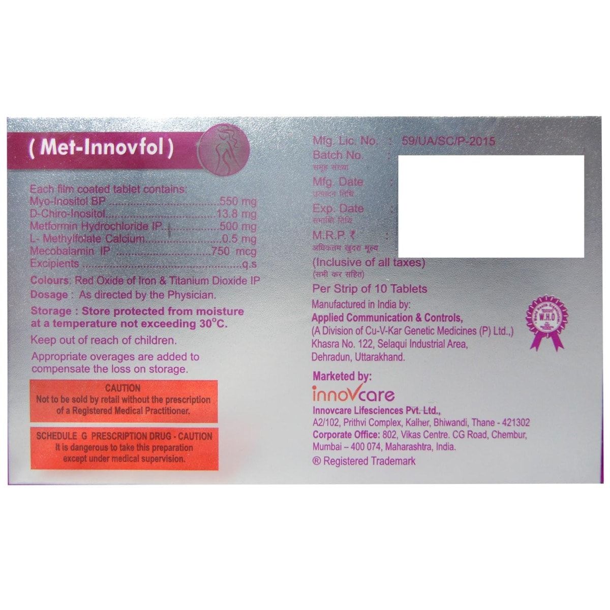 Met Innovfol Tablet 10's Price, Uses, Side Effects, Composition ...