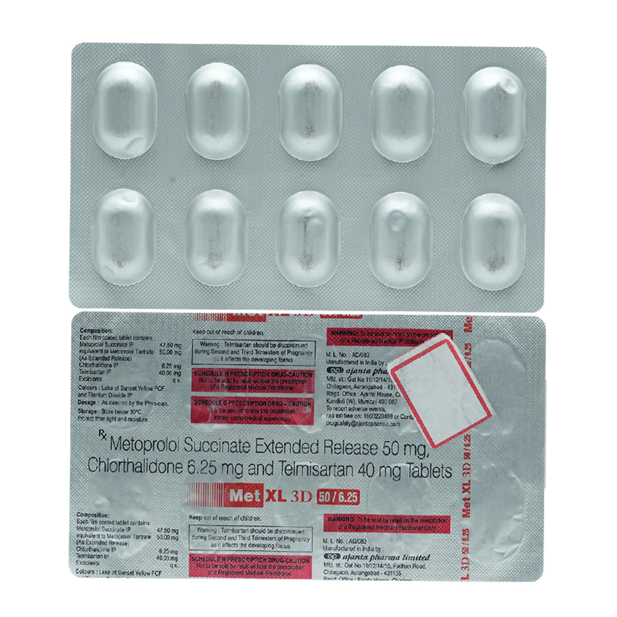 Met XL 3D 50/6.25 Tablet 10's Price, Uses, Side Effects, Composition ...