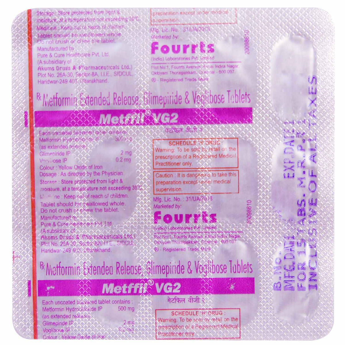 Metffil VG 2 Tablet 15's Price, Uses, Side Effects, Composition ...