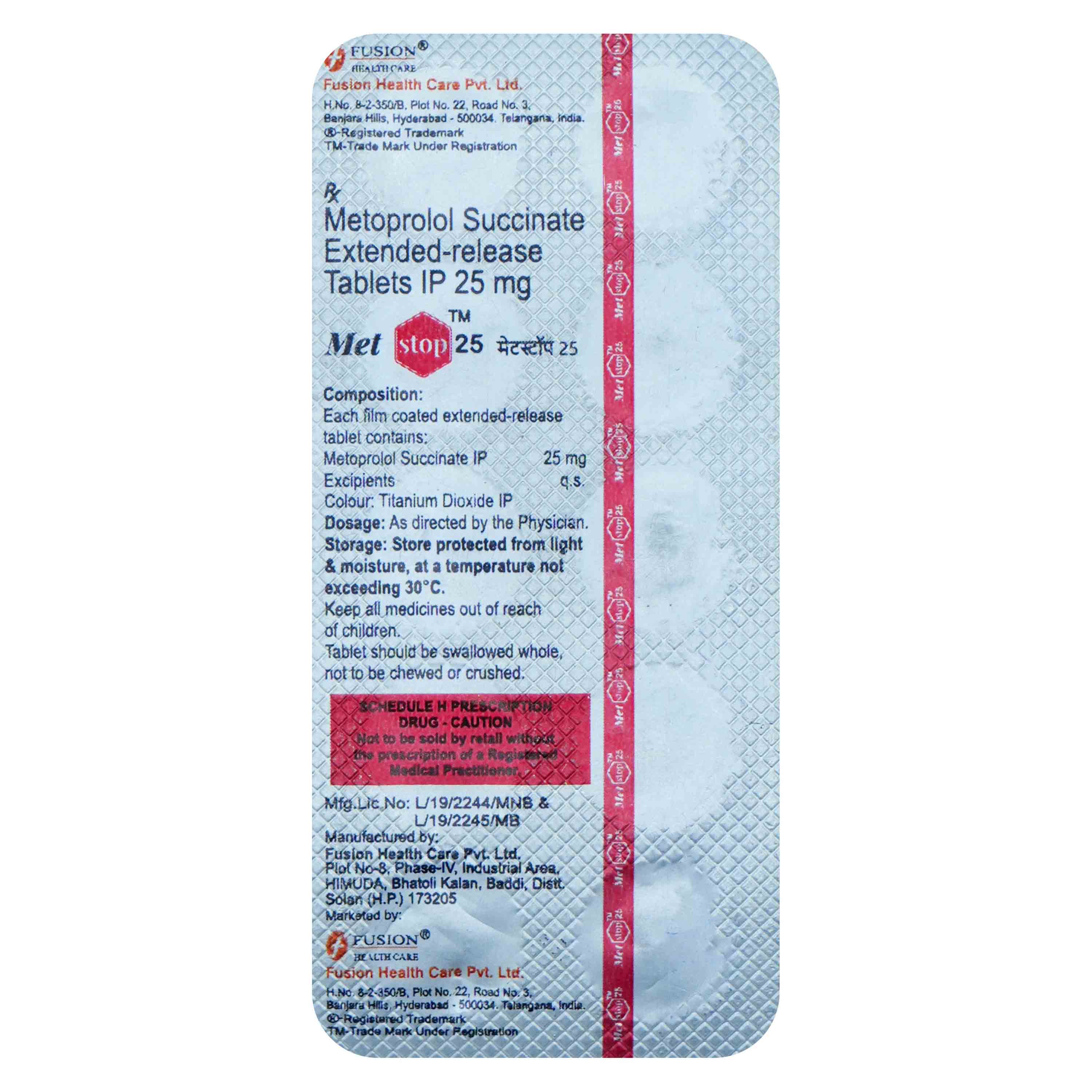 Metstop 25 Tablet | Uses, Side Effects, Price | Apollo Pharmacy