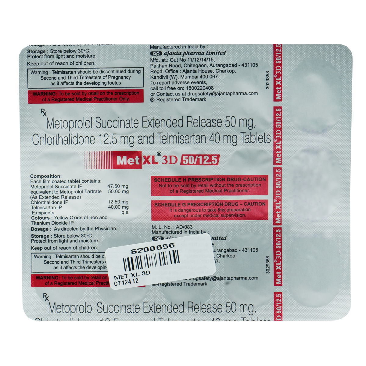 Met XL 3D 50/12.5 Tablet | Uses, Side Effects, Price | Apollo Pharmacy