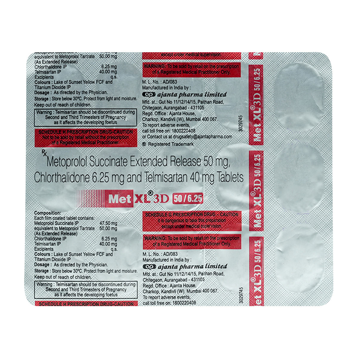 Met XL 3D 50 mg/6.25 mg Tablet | Uses, Side Effects, Price | Apollo ...