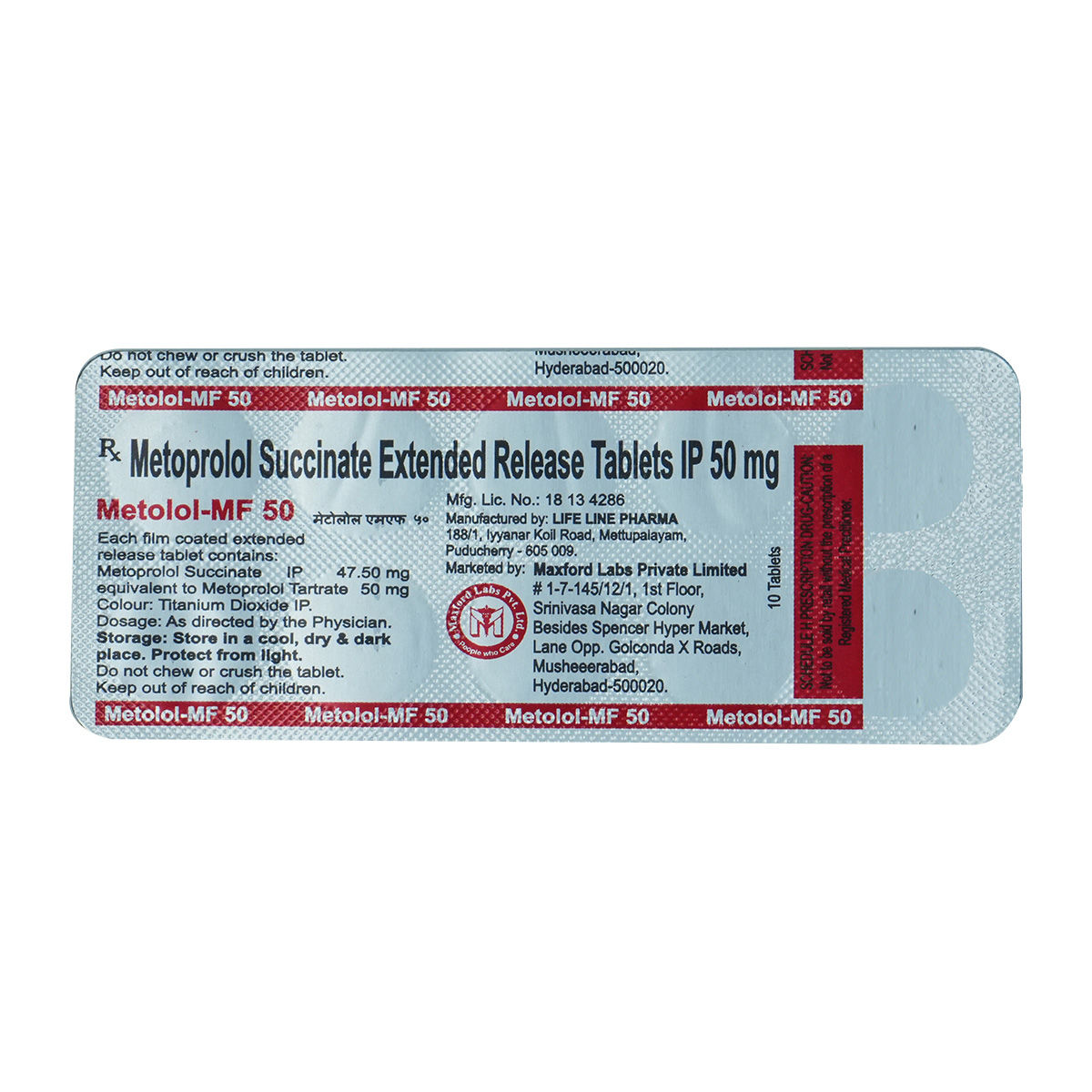 Metolol MF 50 Tablet 10's Price, Uses, Side Effects, Composition ...