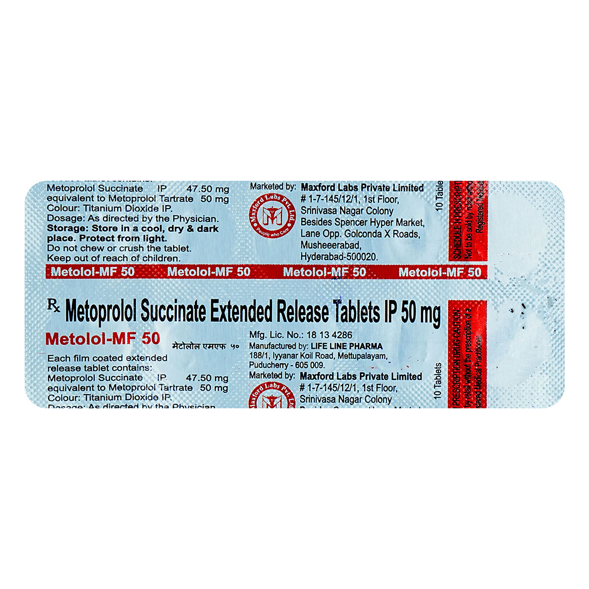Metolol MF 50 Tablet 10's Price, Uses, Side Effects, Composition ...