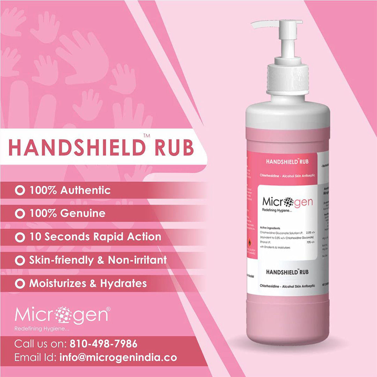 Microgen Handshield Rub 500 ml Price, Uses, Side Effects, Composition ...