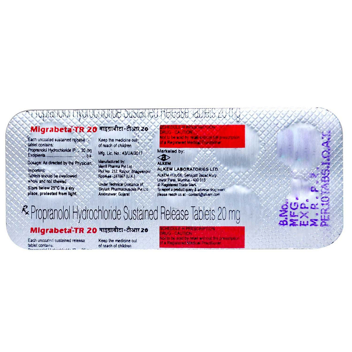 Migrabeta-TR 20 Tablet 10's Price, Uses, Side Effects, Composition ...