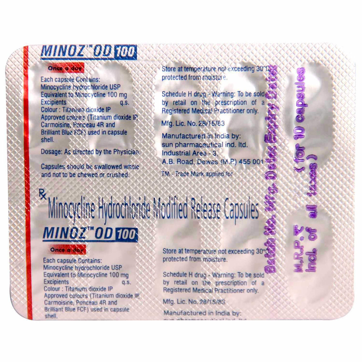 Minoz OD 100 Capsule 10's Price, Uses, Side Effects, Composition ...