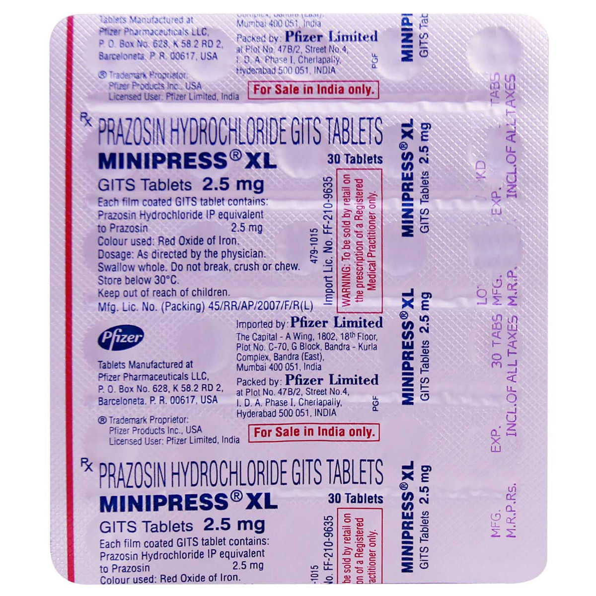 Minipress XL 2.5 | Uses, Side Effects, Price | Apollo Pharmacy