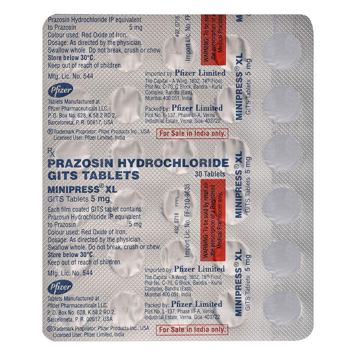 Minipress XL 5 mg Tablet | Uses, Side Effects, Price | Apollo Pharmacy