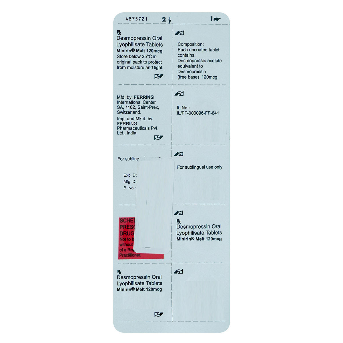 Minirin Melt 120 mcg Tablet 10's(Corona) | Uses, Side Effects, Price ...