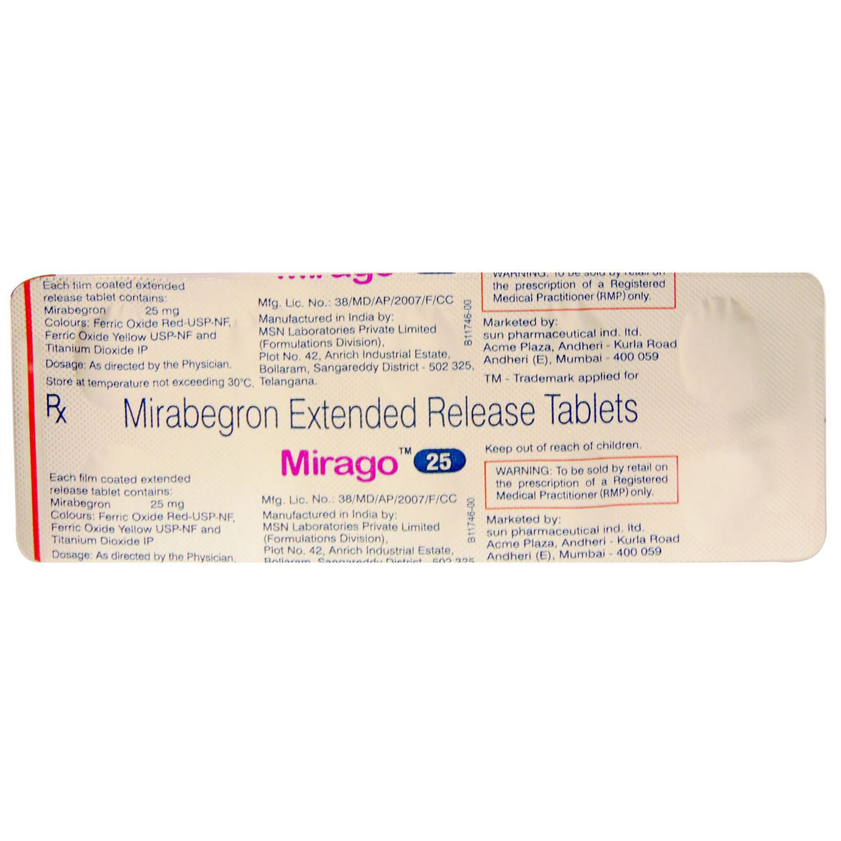 Mirago 25 Tablet | Uses, Side Effects, Price | Apollo Pharmacy