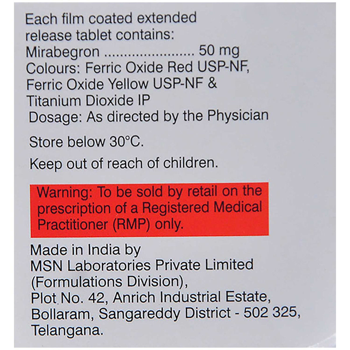 Mirbeg-50 Tablet 10's Price, Uses, Side Effects, Composition - Apollo ...