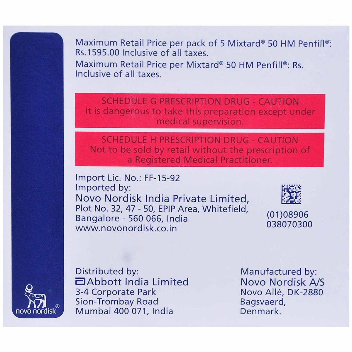 Mixtard 50 HM 100IU/ml Penfill 5 x 3 ml Price, Uses, Side Effects ...
