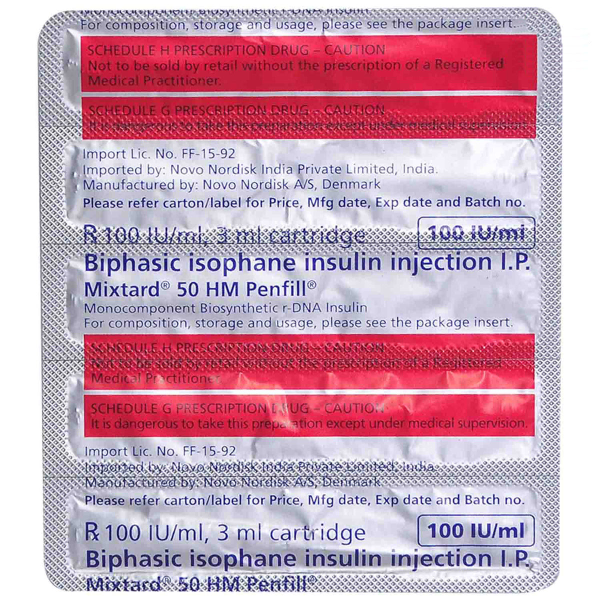 Mixtard 50 HM 100IU/ml Penfill 5 x 3 ml Price, Uses, Side Effects ...