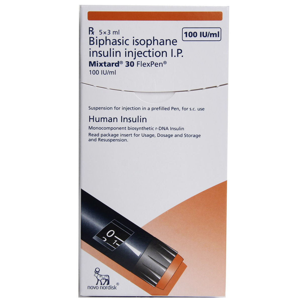 Mixtard 30 Flexpen 100/ml Injection 3 ml | Uses, Side Effects, Price ...