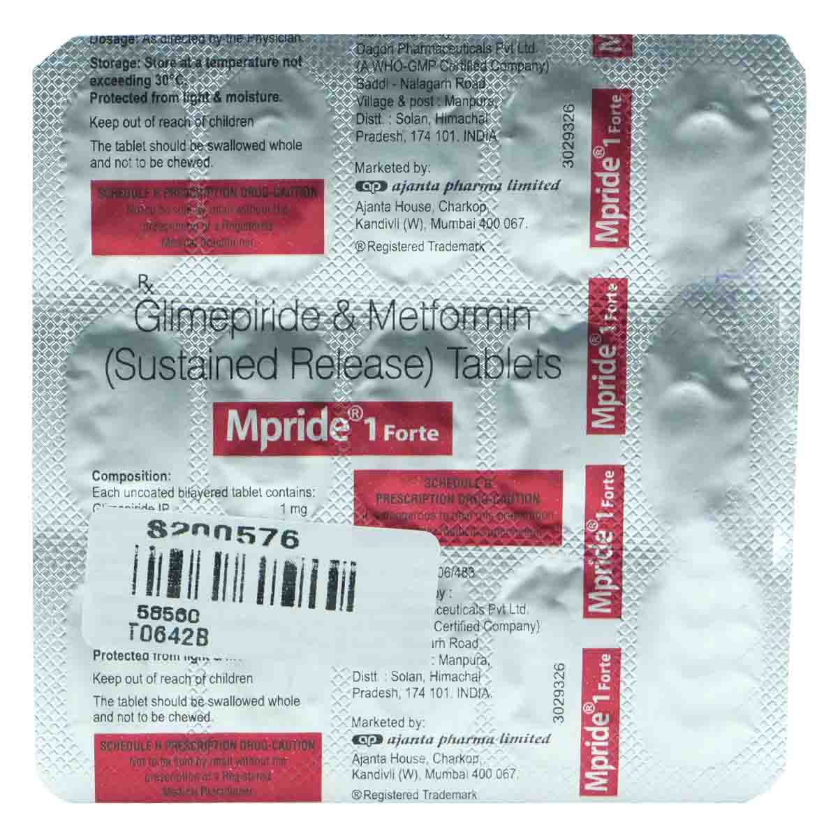 Mpride 1 Forte Tablet 15's Price, Uses, Side Effects, Composition ...