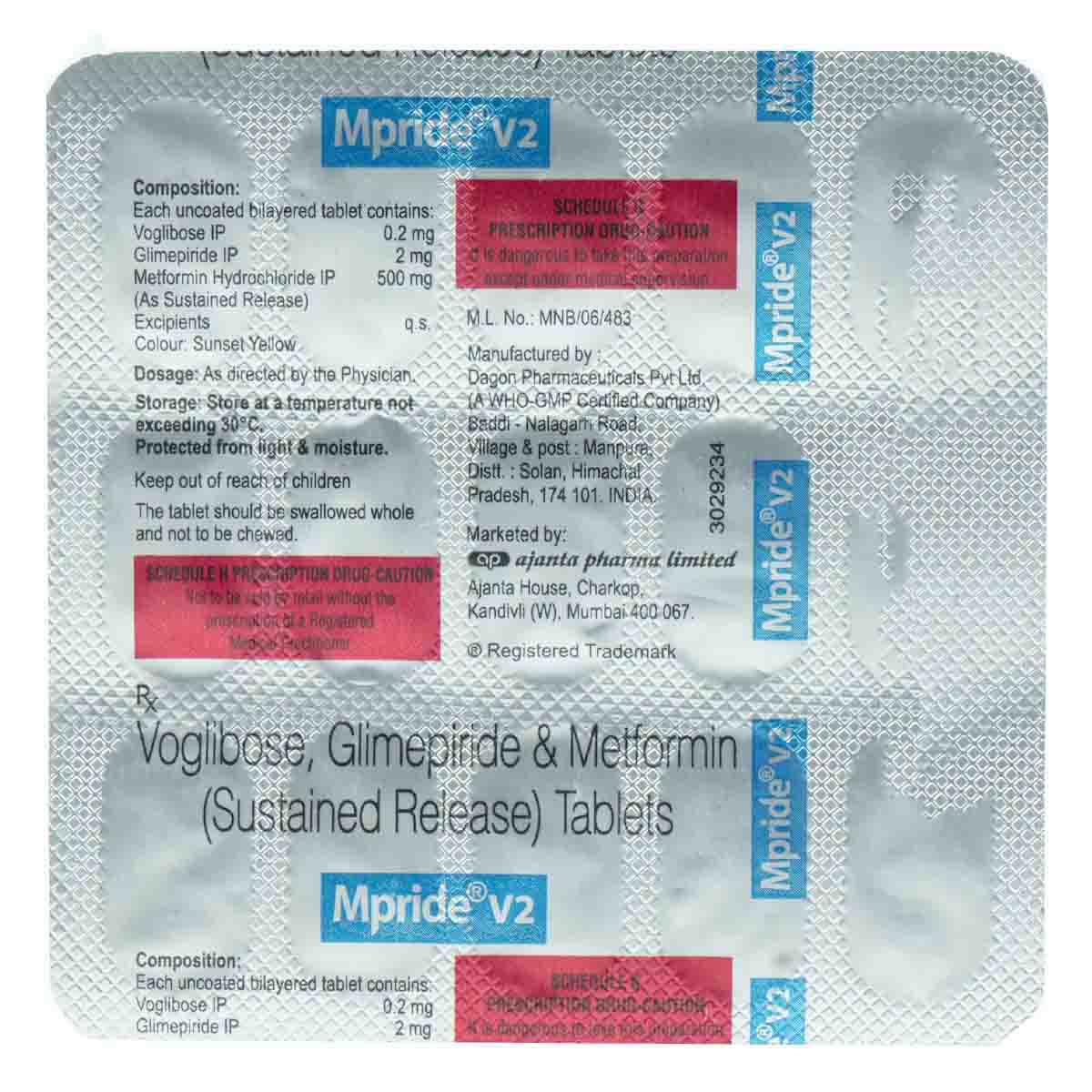 Mpride V 2 Tablet 15's Price, Uses, Side Effects, Composition - Apollo ...