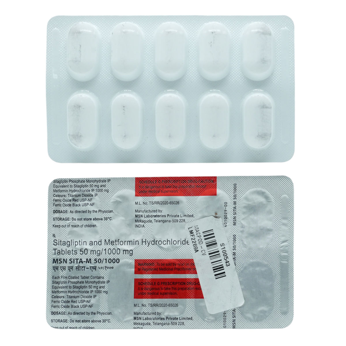 MSN Sita-M 50 mg/1000 mg Tablet | Uses, Side Effects, Price | Apollo Pharmacy