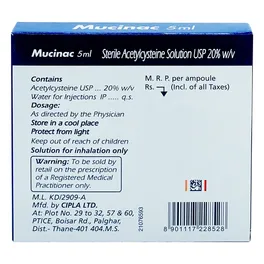 Mucinac Injection 5 ml | Uses, Side Effects, Price | Apollo Pharmacy
