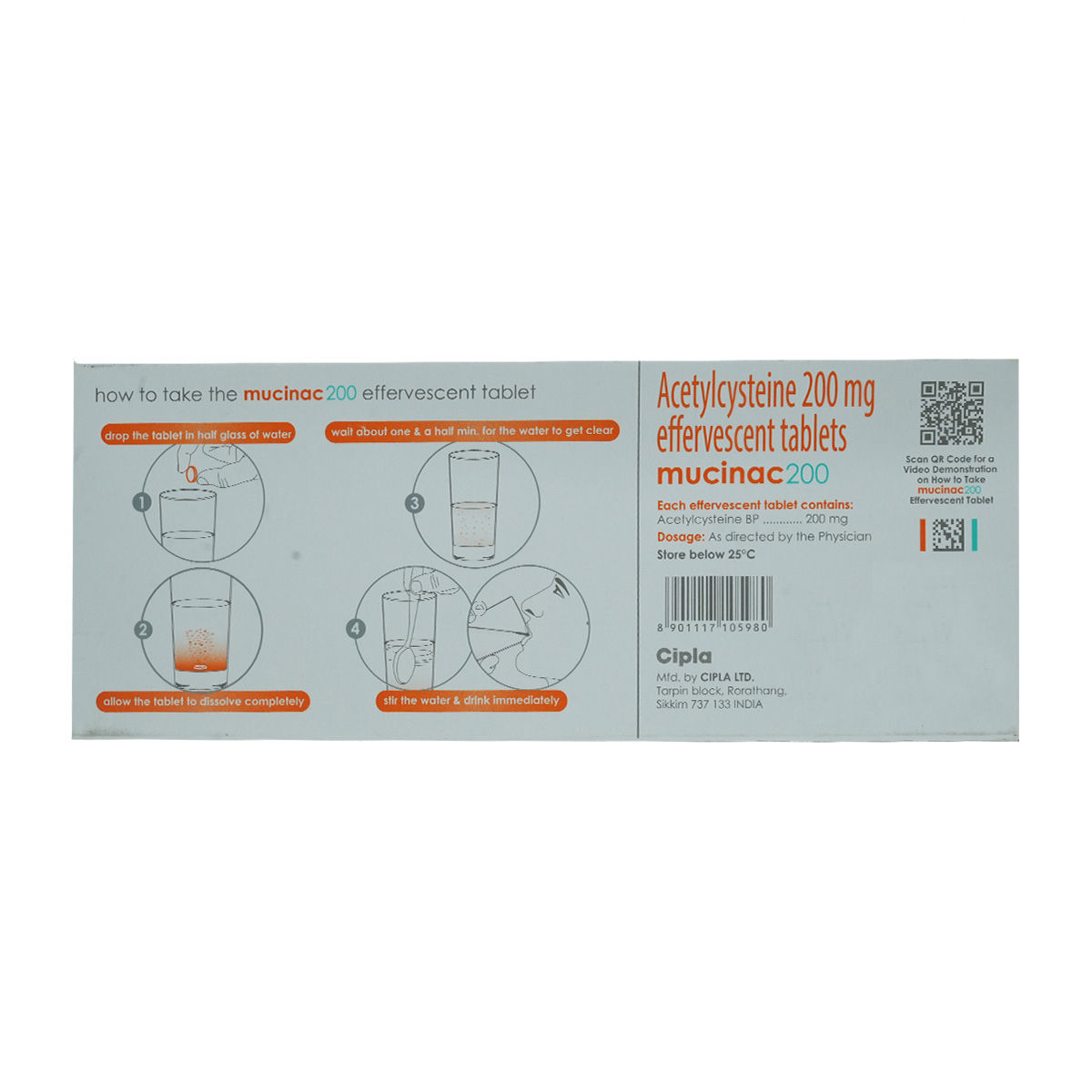 Mucinac 200 Effervescent Sugar Free Tablet 10's Price, Uses, Side ...