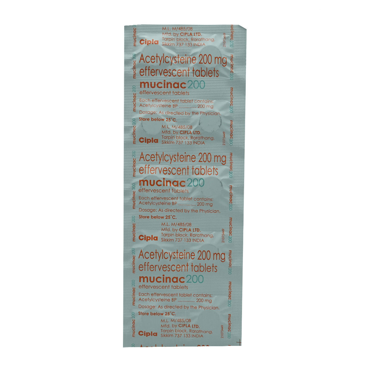 Mucinac 200 Effervescent Sugar Free Tablet 10's Price, Uses, Side ...