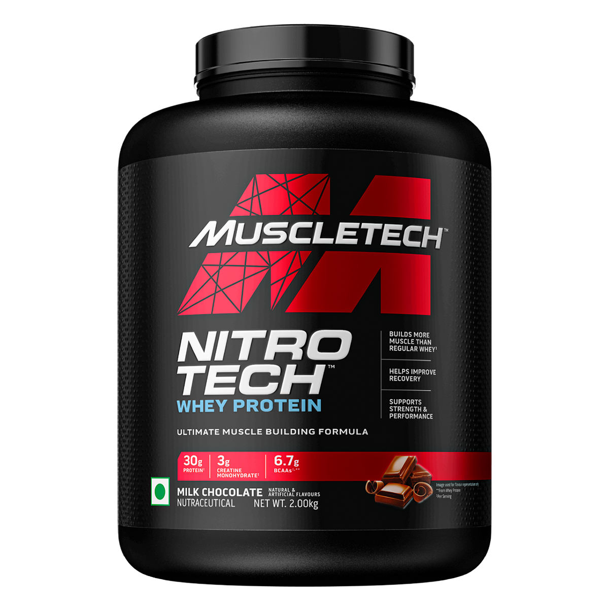 MuscleTech Nitrotech Whey Protein Milk Chocolate Flavour Powder, 2 kg ...