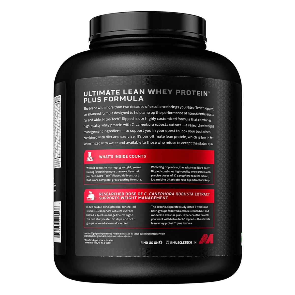 Muscletech Nitro-Tech Ripped Chocolate Fudge Brownie Protein Powder, 1. ...