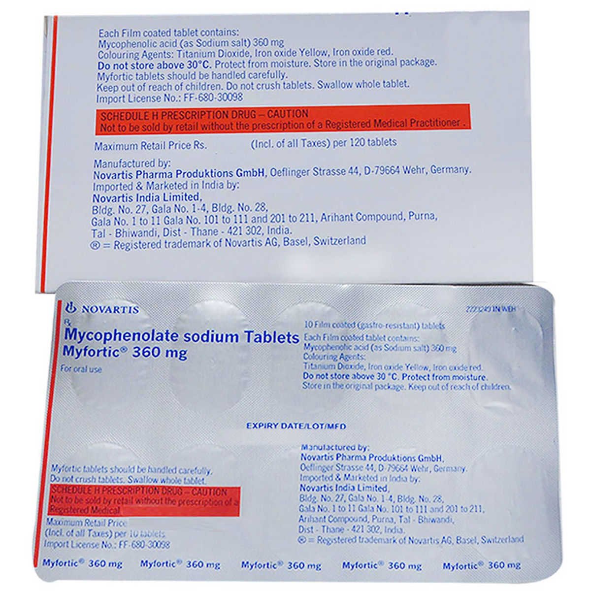Myfortic 360 mg Tablet 10's Price, Uses, Side Effects, Composition ...